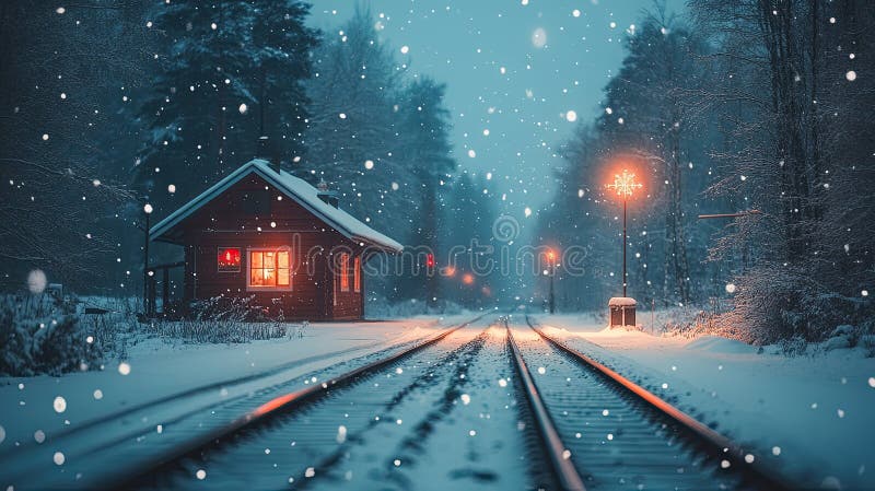 Modern Christmas Train Station on Christmas Eve, Hyper-realistic Image ...