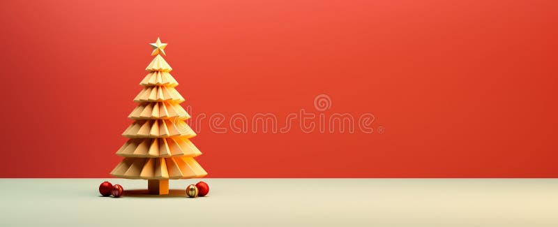 Modern Christmas Tree Banner with a Minimalist Design, Featuring a Red ...