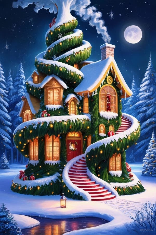 A Modern Christmas Tree House in Vintage Style Stock Photo - Image of ...