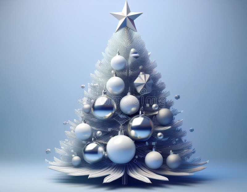Modern Christmas Tree with Minimalist White and Silver Decorations ...