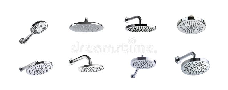 Modern Chrome Shower Head Side View Stock Illustration - Illustration ...