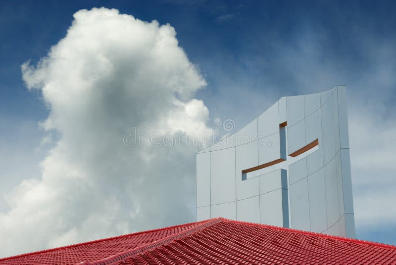 Modern Church Roof with Cross Stock Photo - Image of ascetic, azure ...