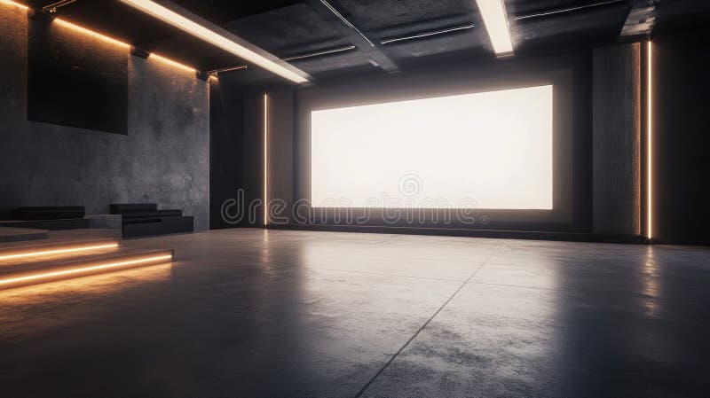 Modern Cinema Room Featuring a Large Projection Screen and Stylish ...