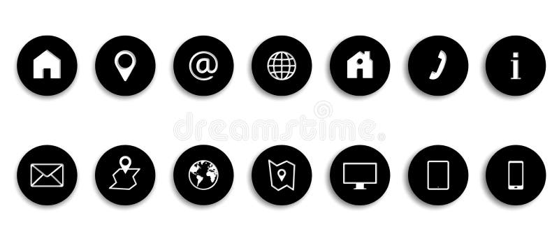 Modern Circle Contact Us Business Icon Set for Web and Mobile. Die Cut ...