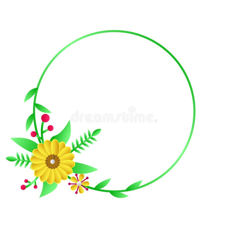 Modern Circle Frame Floral Template Design Isolated on White Background ...