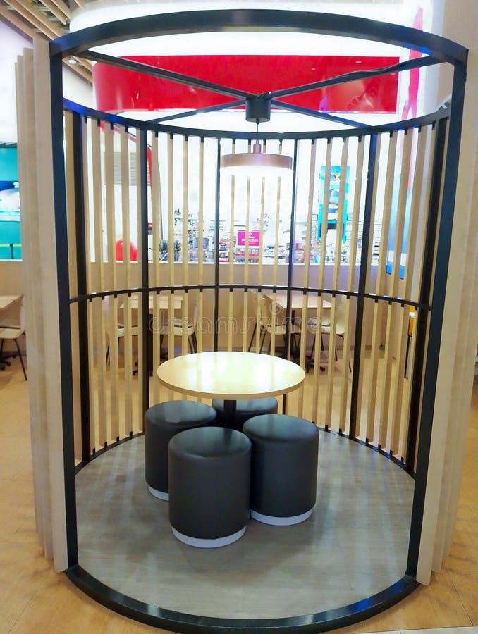 Modern Circle: Unique Booth with Seating Arrangement Stock Photo ...
