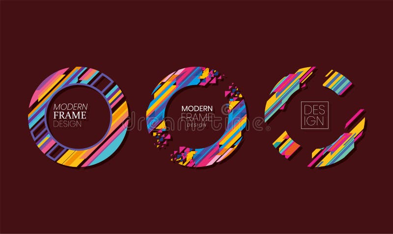Modern Circles Frames Set Striped Vector Design Stock Vector ...