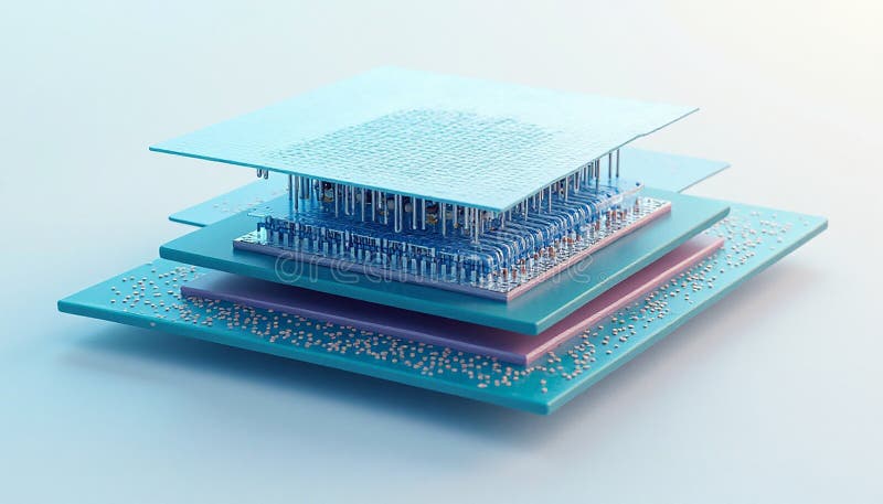 Modern Circuit Board Assembly in Turquoise and Pink Technology Stock ...