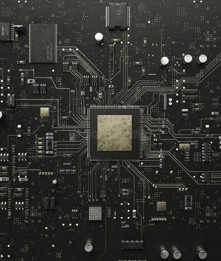 Modern Circuit Board 3d Render Stock Illustration - Illustration of ...
