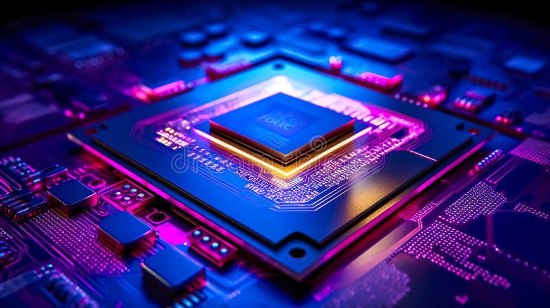 Modern Circuit Board. a Digital Chip on the Motherboard of an ...