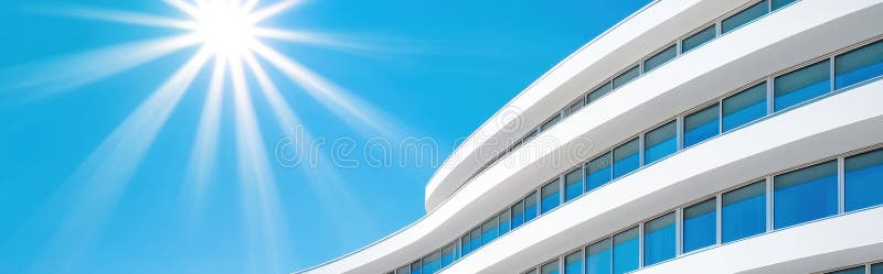 Modern Circular Architecture Under Bright Sun with Clear Blue Sky ...