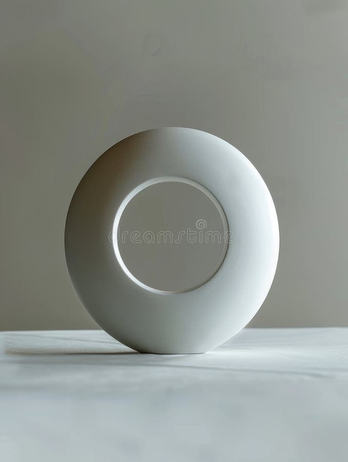 Modern Circular Ceramic Sculpture on a Plain Background. Stock Photo ...