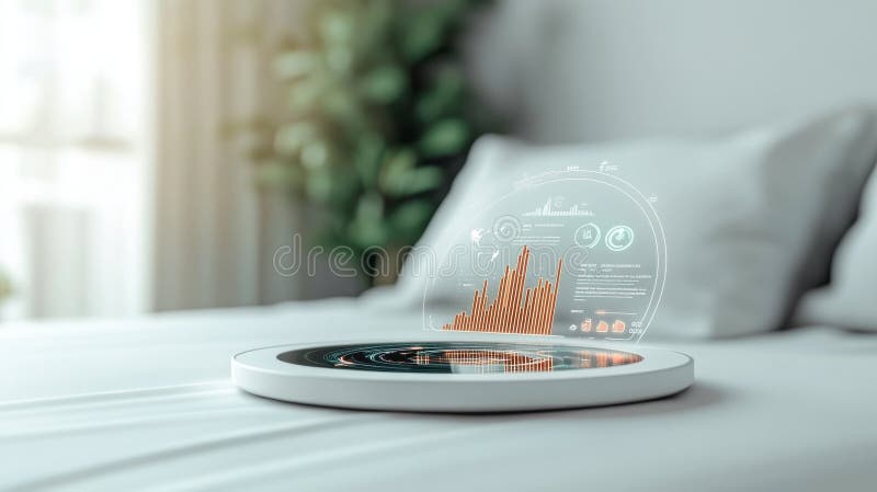 A Modern Circular Device on a Bed Shows Dynamic Data Visualizations in ...