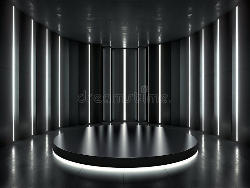 Modern Circular Hallway with Illuminated Stripes Stock Photo - Image of ...