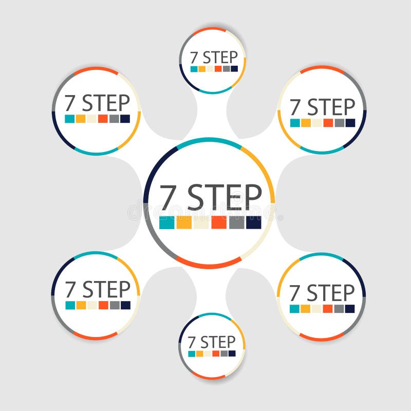 Modern Circular Infographics of 7 Steps, Segments for Annual Reports ...