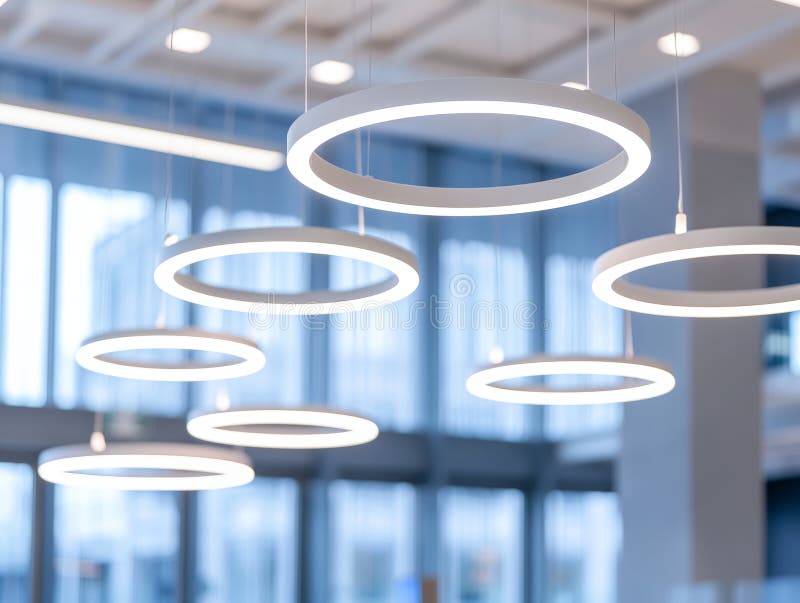Modern Circular Led Ceiling Lights Futuristic Interior Stock Photos ...