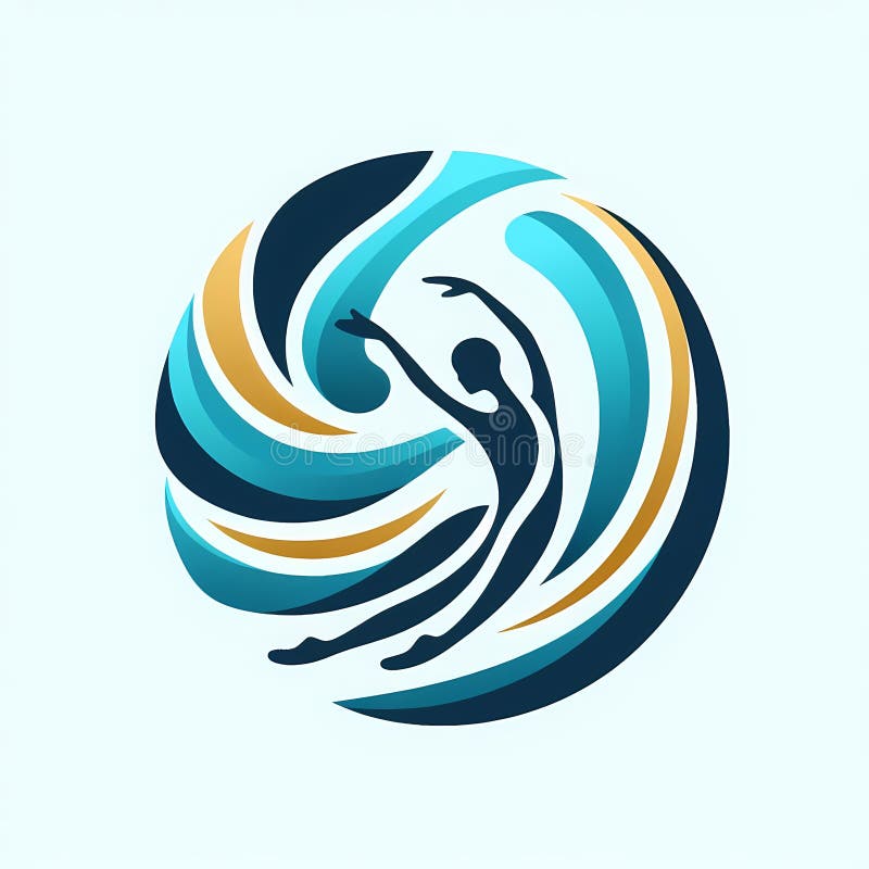 A Modern Circular Logo for a Dance Studio in Bold Blue and Gold Colors ...