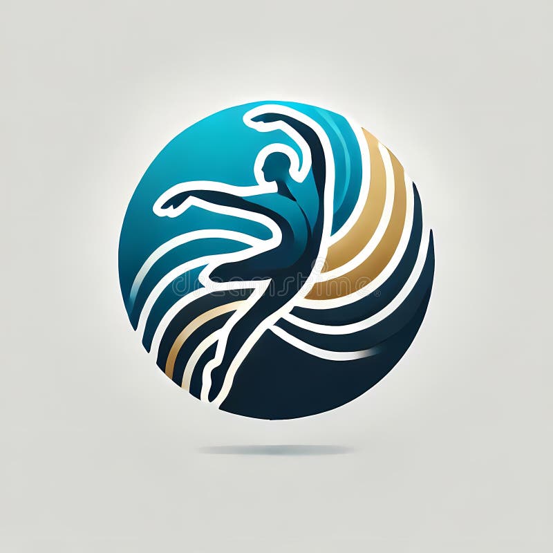A Modern Circular Logo for a Dance Studio in Bold Blue and Gold Colors ...