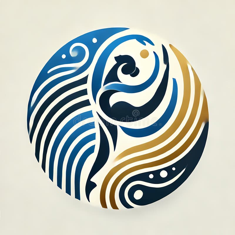 A Modern Circular Logo for a Dance Studio in Bold Blue and Gold Colors ...