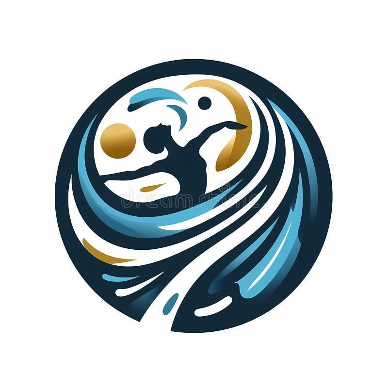 A Modern Circular Logo for a Dance Studio in Bold Blue and Gold Colors ...