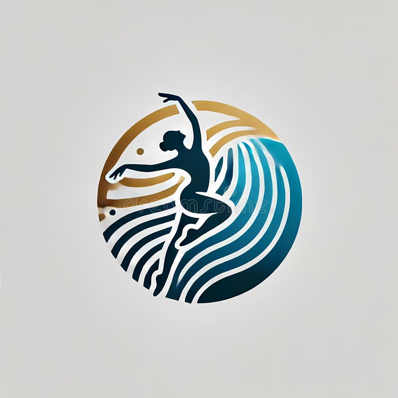 A Modern Circular Logo for a Dance Studio in Bold Blue and Gold Colors ...