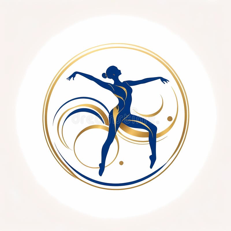 A Modern Circular Logo for a Dance Studio in Bold Blue and Gold Colors ...