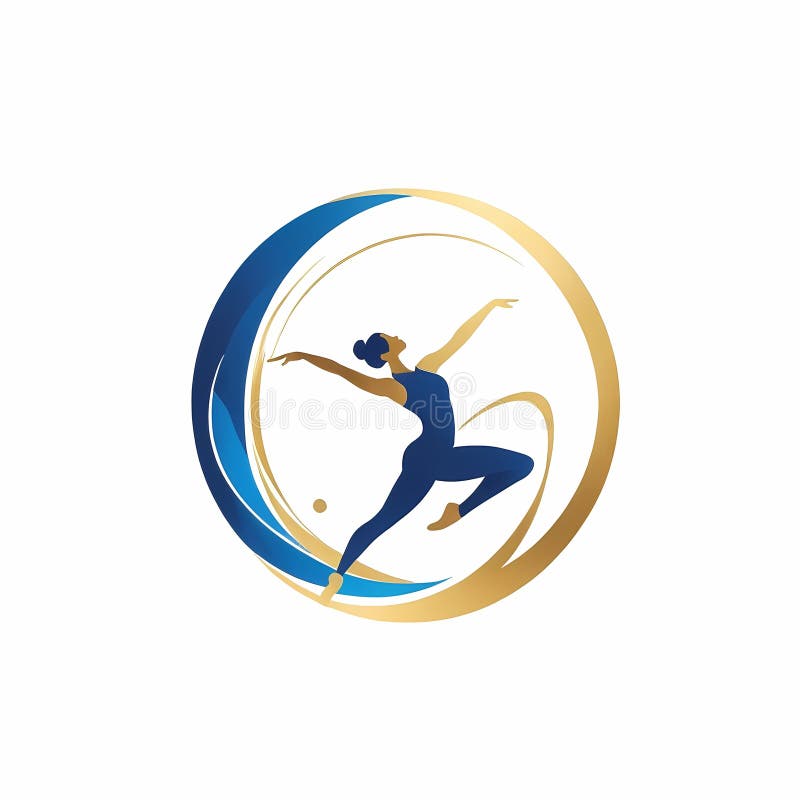 A Modern Circular Logo for a Dance Studio in Bold Blue and Gold Colors ...