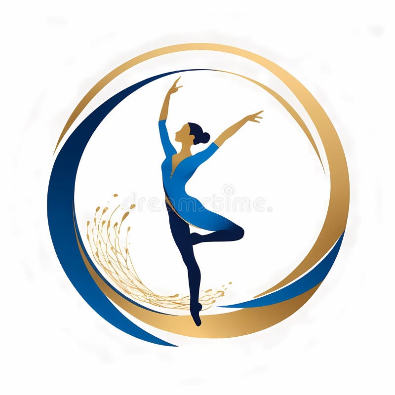 A Modern Circular Logo for a Dance Studio in Bold Blue and Gold Colors ...