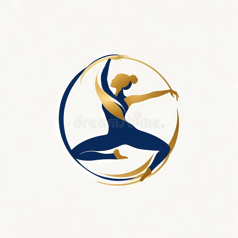 A Modern Circular Logo for a Dance Studio in Bold Blue and Gold Colors ...