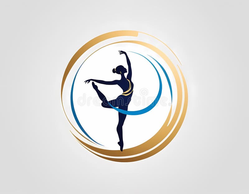 A Modern Circular Logo for a Dance Studio in Bold Blue and Gold Colors ...