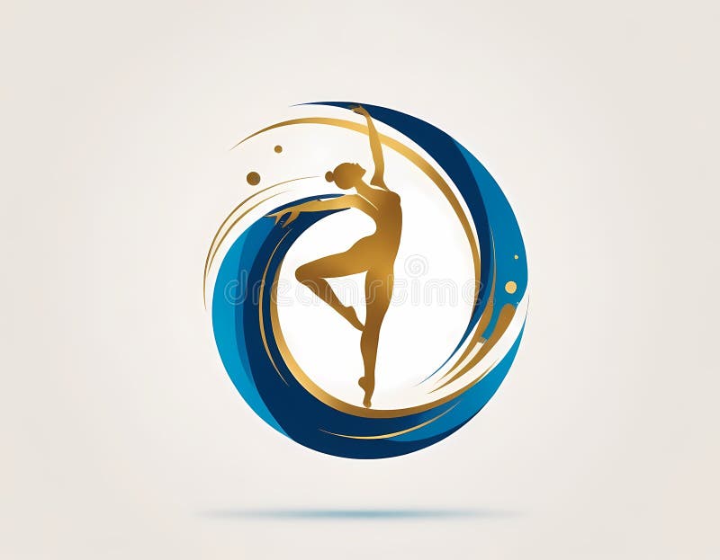 A Modern Circular Logo for a Dance Studio in Bold Blue and Gold Colors ...