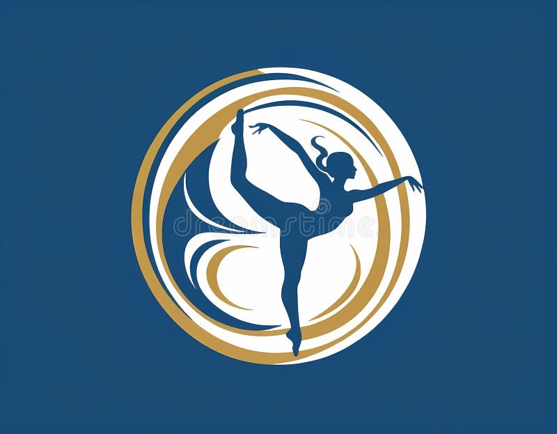A Modern Circular Logo for a Dance Studio in Bold Blue and Gold Colors ...
