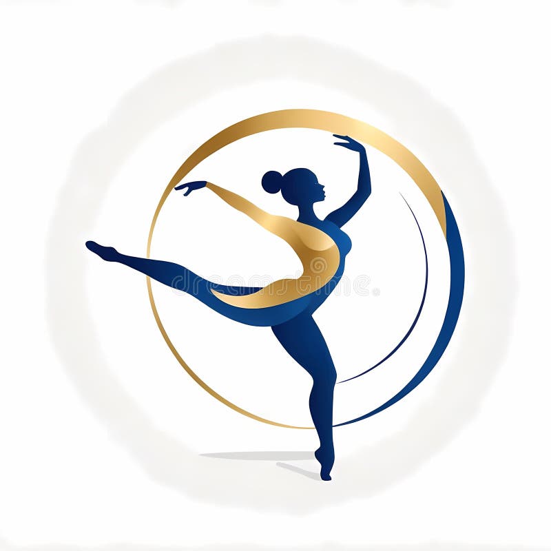 A Modern Circular Logo for a Dance Studio in Bold Blue and Gold Colors ...