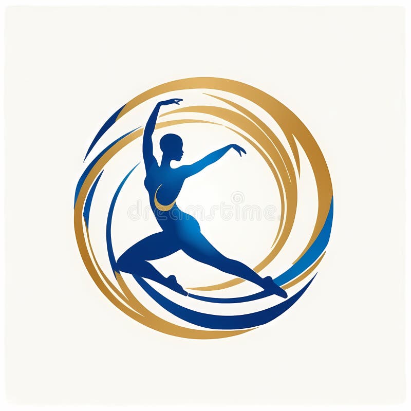A Modern Circular Logo for a Dance Studio in Bold Blue and Gold Colors ...