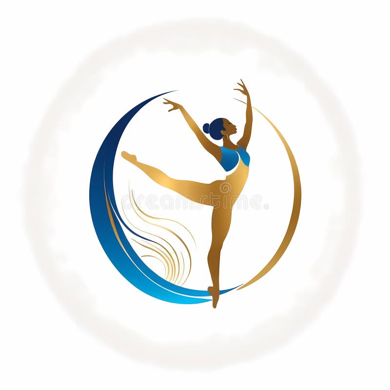 A Modern Circular Logo for a Dance Studio in Bold Blue and Gold Colors ...