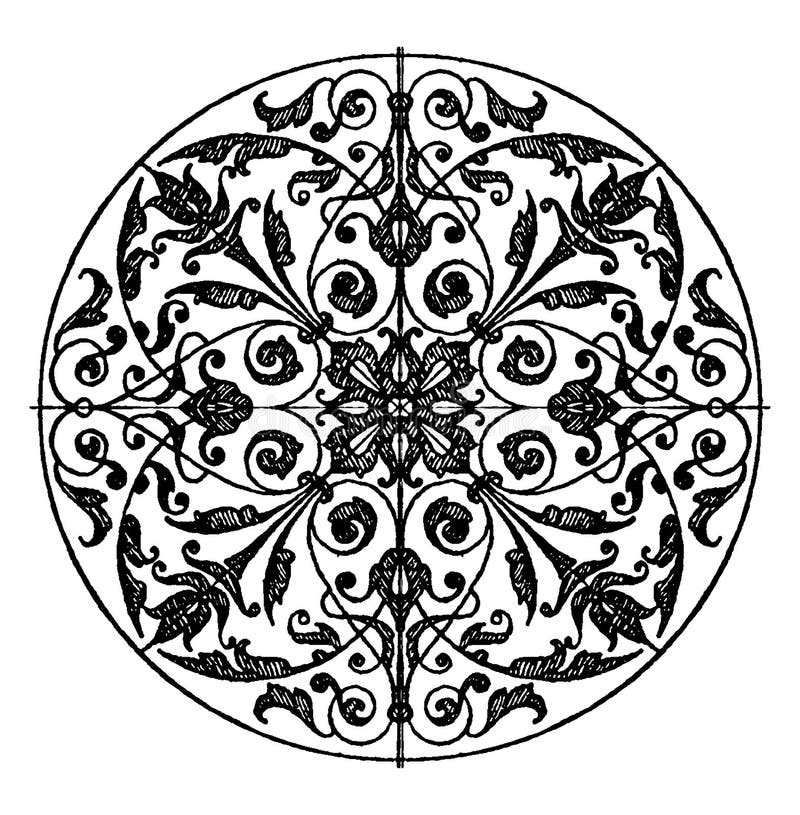 Modern Circular Panel is a Early Gothic Design, Vintage Engraving Stock ...