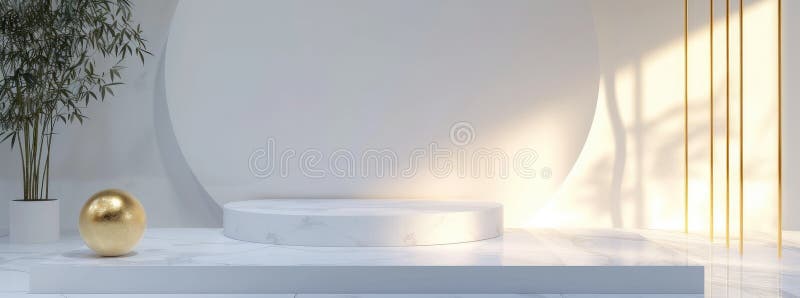 Modern Circular Podium with Warm Ambient Backlighting Stock Photo ...