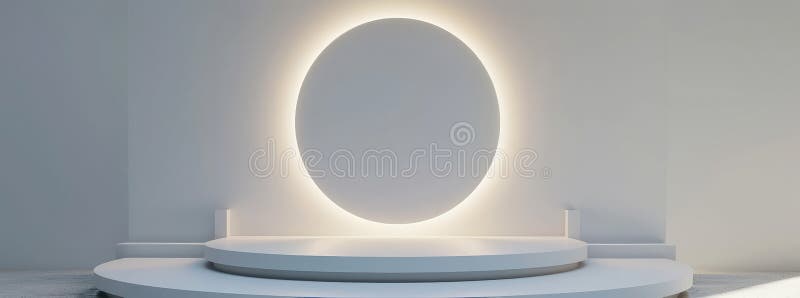 Modern Circular Podium with Warm Ambient Backlighting Stock Photo ...