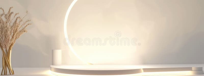 Modern Circular Podium with Warm Ambient Backlighting Stock Photo ...