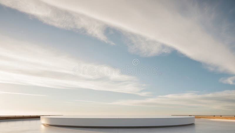Modern Circular Stage with Sky View and Sunlight. Stock Image - Image ...
