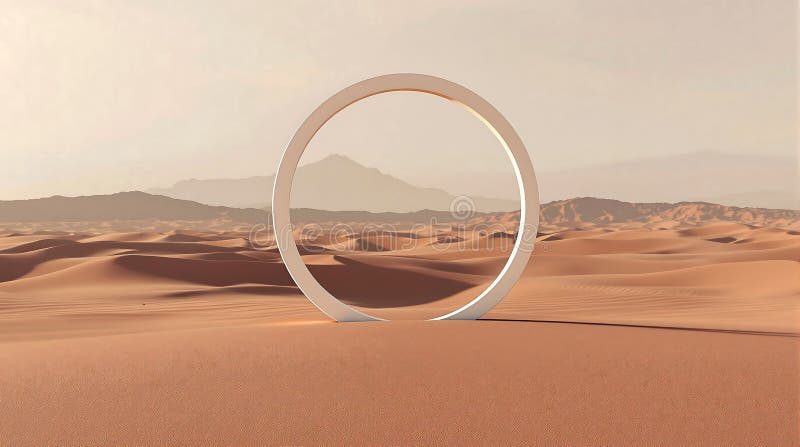 Minimalist Desert Landscape with Modern Geometric Circle Stock ...