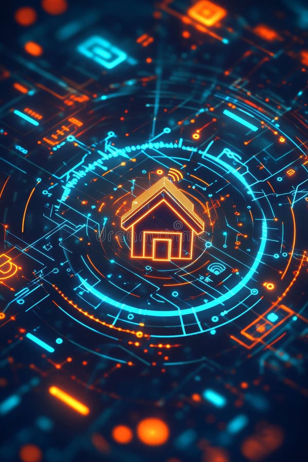 A Modern Circular Web Interface Featuring Illuminated Smart Home Icons ...