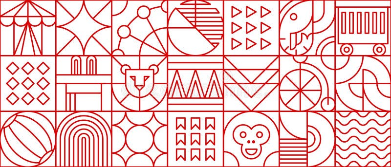 Modern Circus Line Geometric Vector Pattern Grid Stock Illustration ...