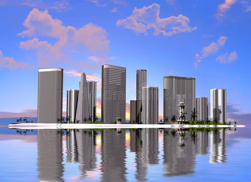 Modern city stock illustration. Illustration of skyscraper - 10780203