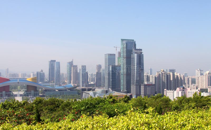 Modern city stock photo. Image of trees, city, towers - 14457682