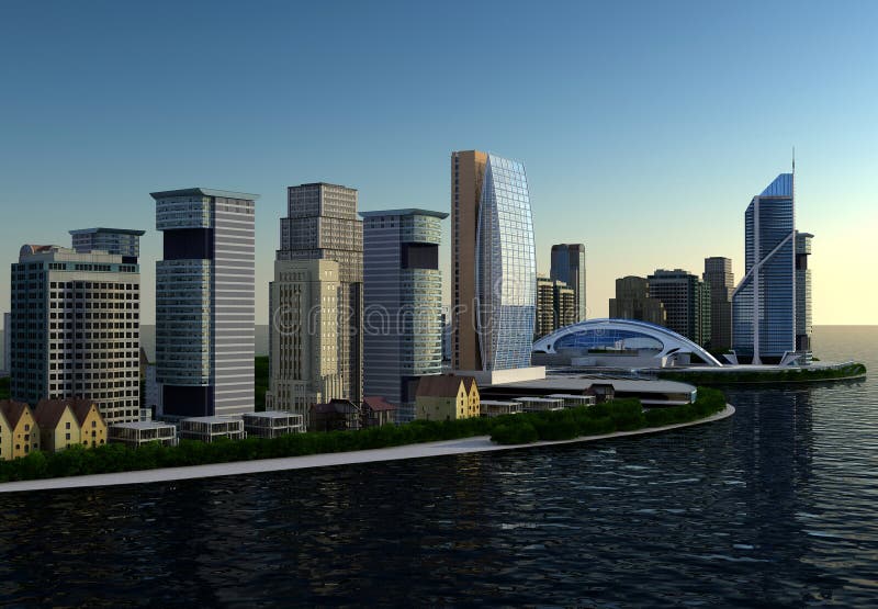 Modern city stock illustration. Illustration of light - 15870031