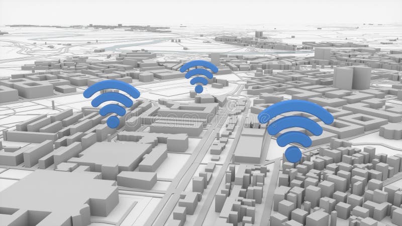 Modern City Aerial View and Communication Network Concept. Smart City ...