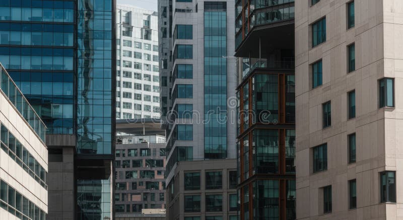 Modern City Architecture: Glass and Concrete Highrises Stock ...