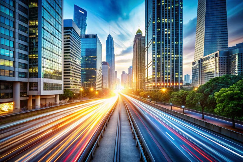 Modern City Background with Dynamic Speed Lines Stock Illustration ...