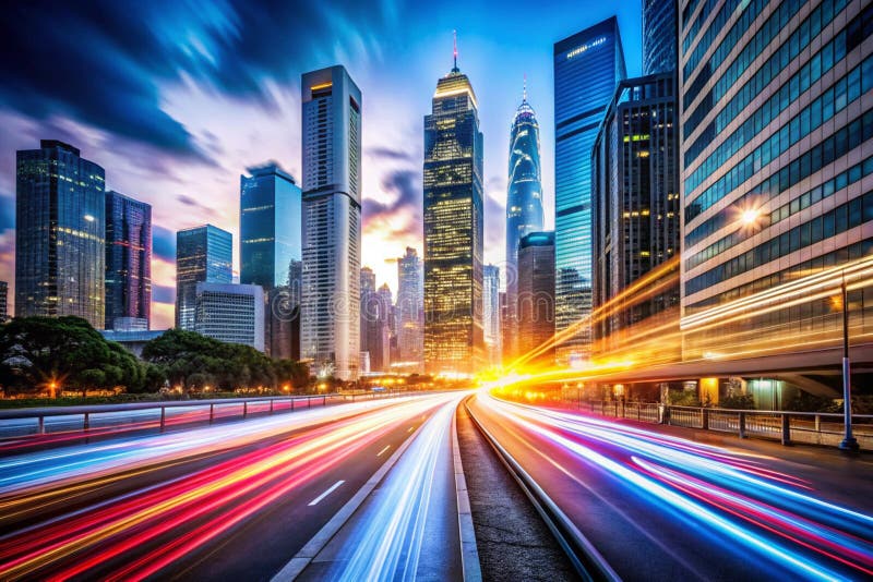 Modern City Background with Dynamic Speed Lines Stock Illustration ...